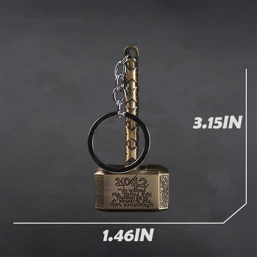 SIMBAE Cool Metal Hammer Lighter,Keychain Mini Vintage Texture Rechargeable USB Electronic Lighter,Windproof Touch Double-Sided Ignition,Suitable for Man (Bronze)