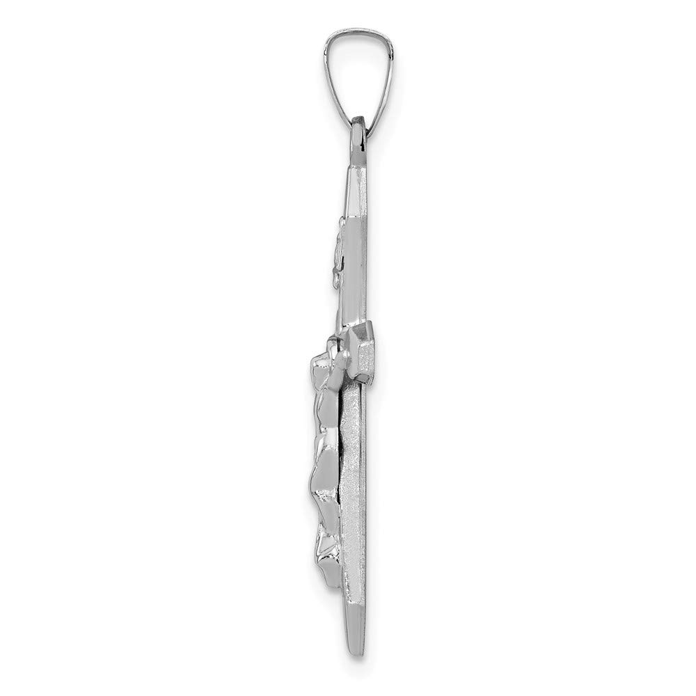 Sonia Jewels 14k White Gold INRI Cross Pendant Crucifix Charm - 32mm x 17mm