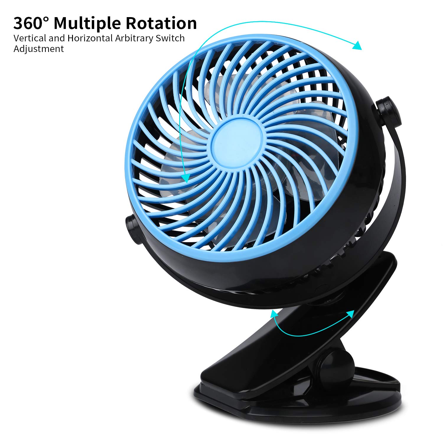 ZWANG 6 Inch Table Fans,USB Desk Fan , 360° Rotate USB Fan,Rechargeable Mini Clip Fan,USB Powered Stroller Fan, Personal Quiet Electric Fan for Home Office Camping