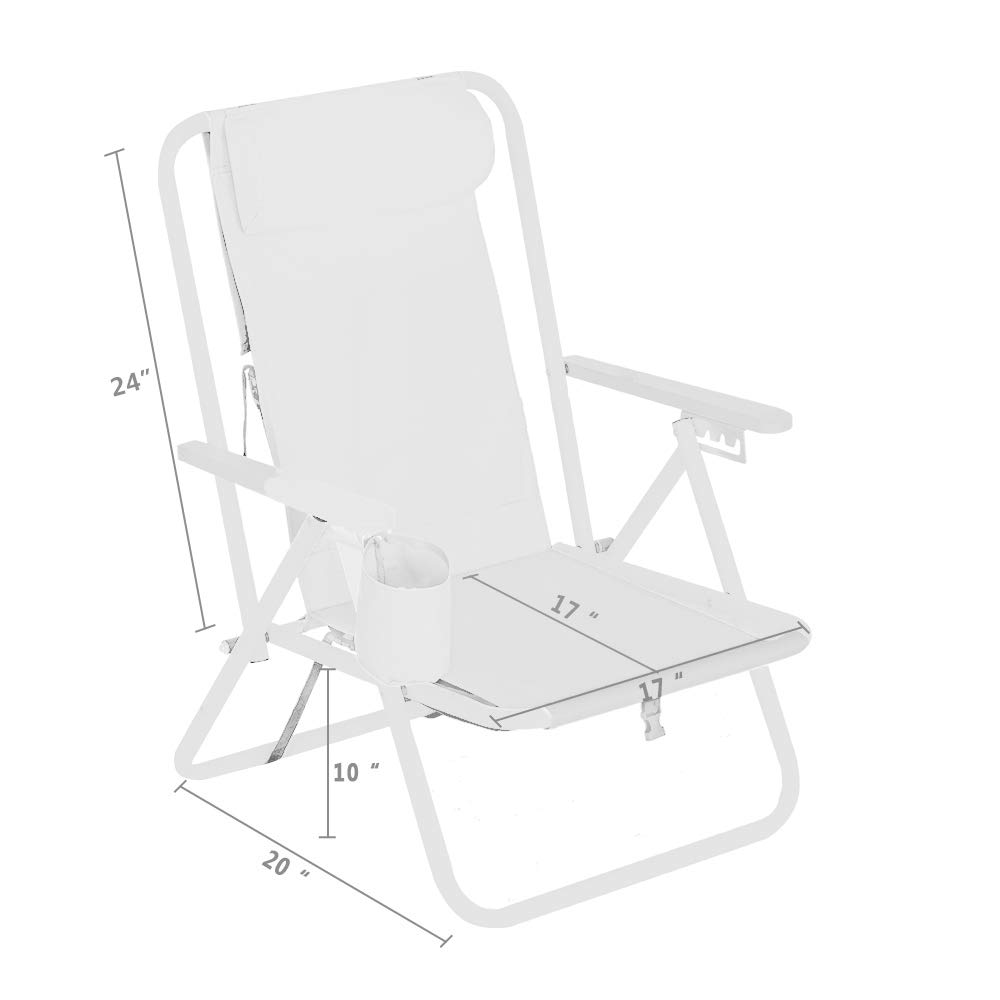 SSLine Portable Backpack Beach Chair Patio Folding Lightweight Camping Chairs Outdoor Garden Park Pool Side Lounge Chair with Cup Holder - 225lbs Load Capacity