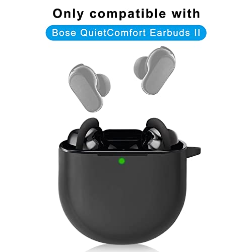 Silicone Case Cover for Bose Quiet Comfort Earbuds II, Anti-Lost Shockproof Protective Case Cover for Bose QuietComfort Earbuds II with Keychain Easy Carrying Replacement Case with Cleaning Pen