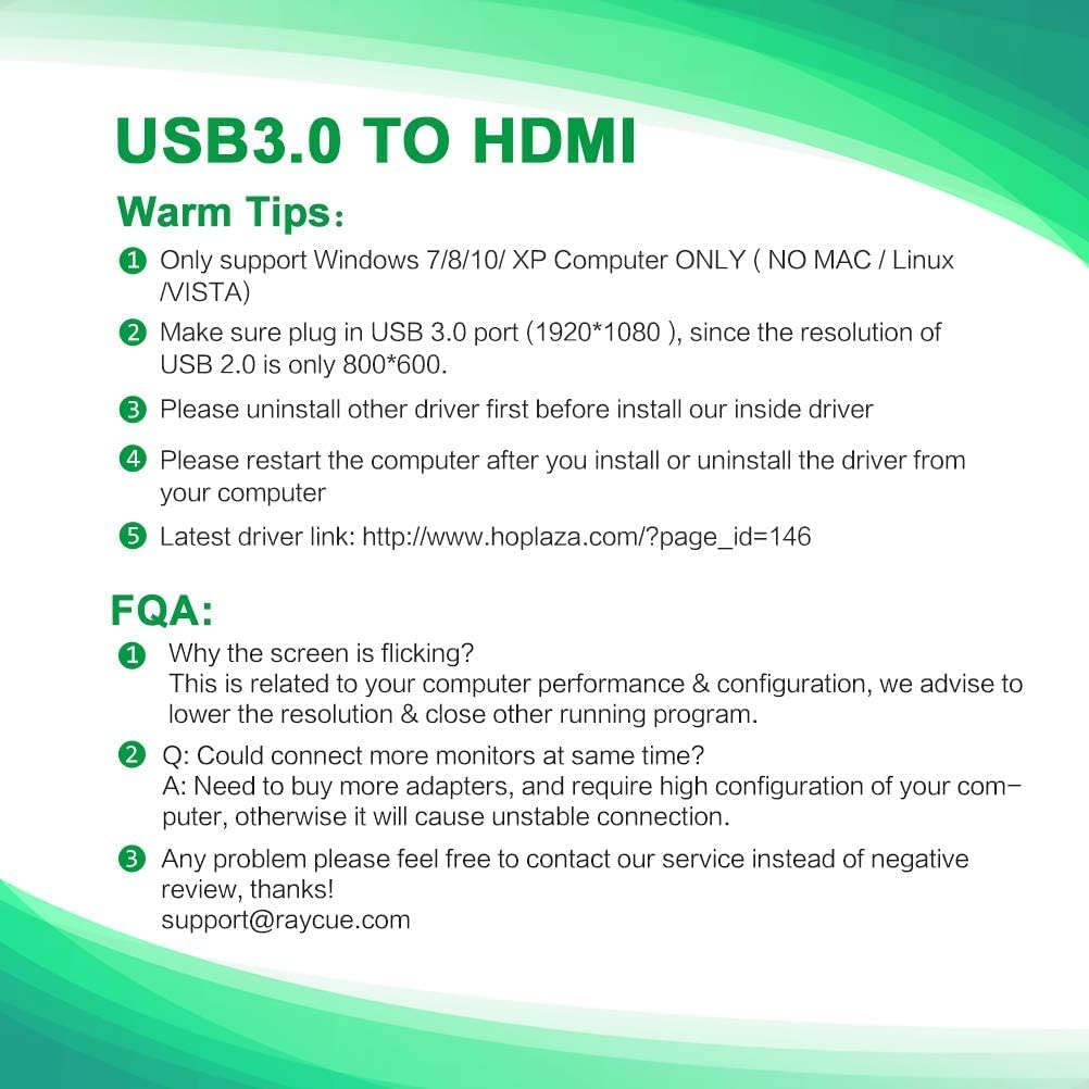 USB to HDMI Adapter, HD Audio Video Cable Converter, USB 3.0 to HDMI for Multiple Monitors 1080P, Compatible with Windows XP/10/8.1/8/7 (Not Support Mac, Linux, Vista, Chrome (Gray)