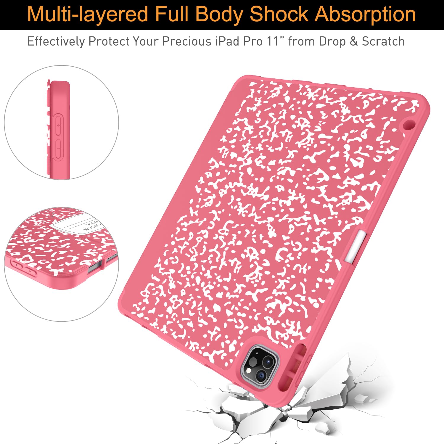 Soke New iPad Pro 11 Case (M2) 2022/2021/2020 with Pencil Holder - [Full Body Protection + Apple Pencil Charging + Auto Wake/Sleep], Soft TPU Back Cover for 2022 iPad Pro 11 inch(Book Watermelon)