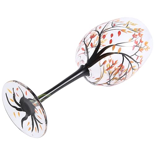 Zxsdjksd 2Pcs HOT-Autumn Tree Wine Glass - Fall Colors - Leaves of Red, Yellow, Orange - Hand Painted - Fall Leaf Easy to Use