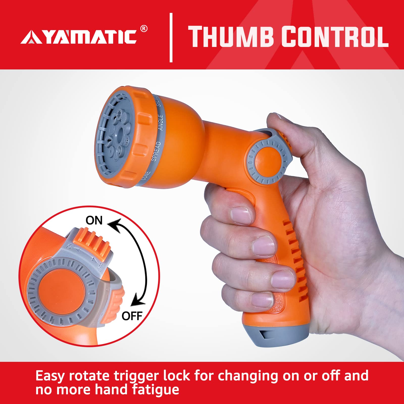 YAMATIC Medium Duty Garden Hose 25 ft x 5/8" and Adjustable Garden Hose Spray Nozzle