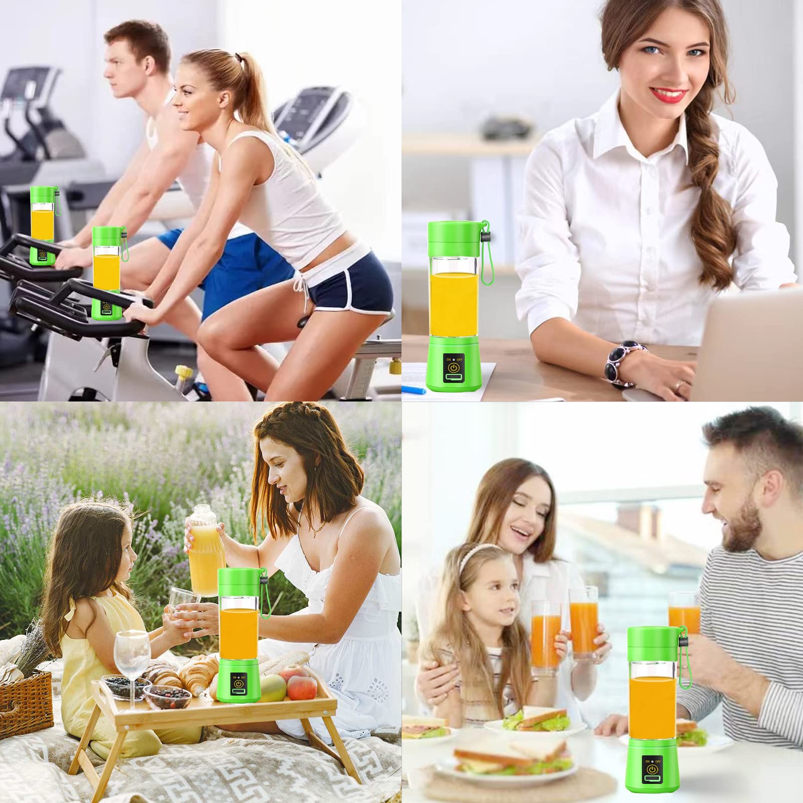 Thaivee Portable Blenders,Personal Size Blender Smoothies and Shakes, USB Rchargeable Juicer Cup with Six Blades in 3D, Handheld Blender Sports,Travel and Home(Green)