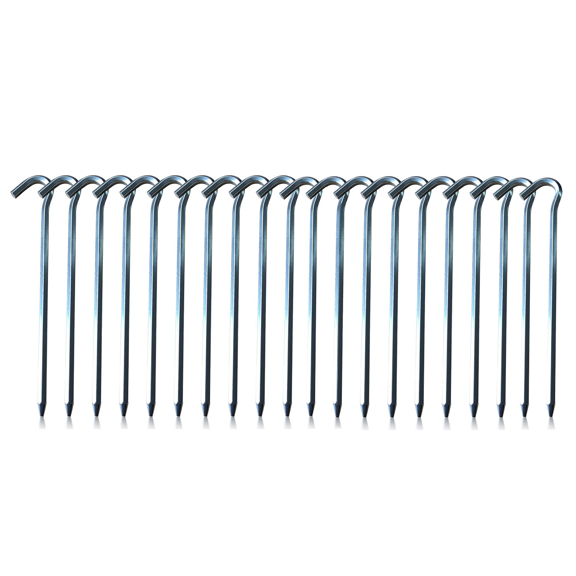 SAFACUS Tent Pegs - 20Pcs Aluminium Tent Stakes Pegs with Hook, Hexagon Rod Stakes Nail Spike Garden Stakes Camping Pegs for Tent