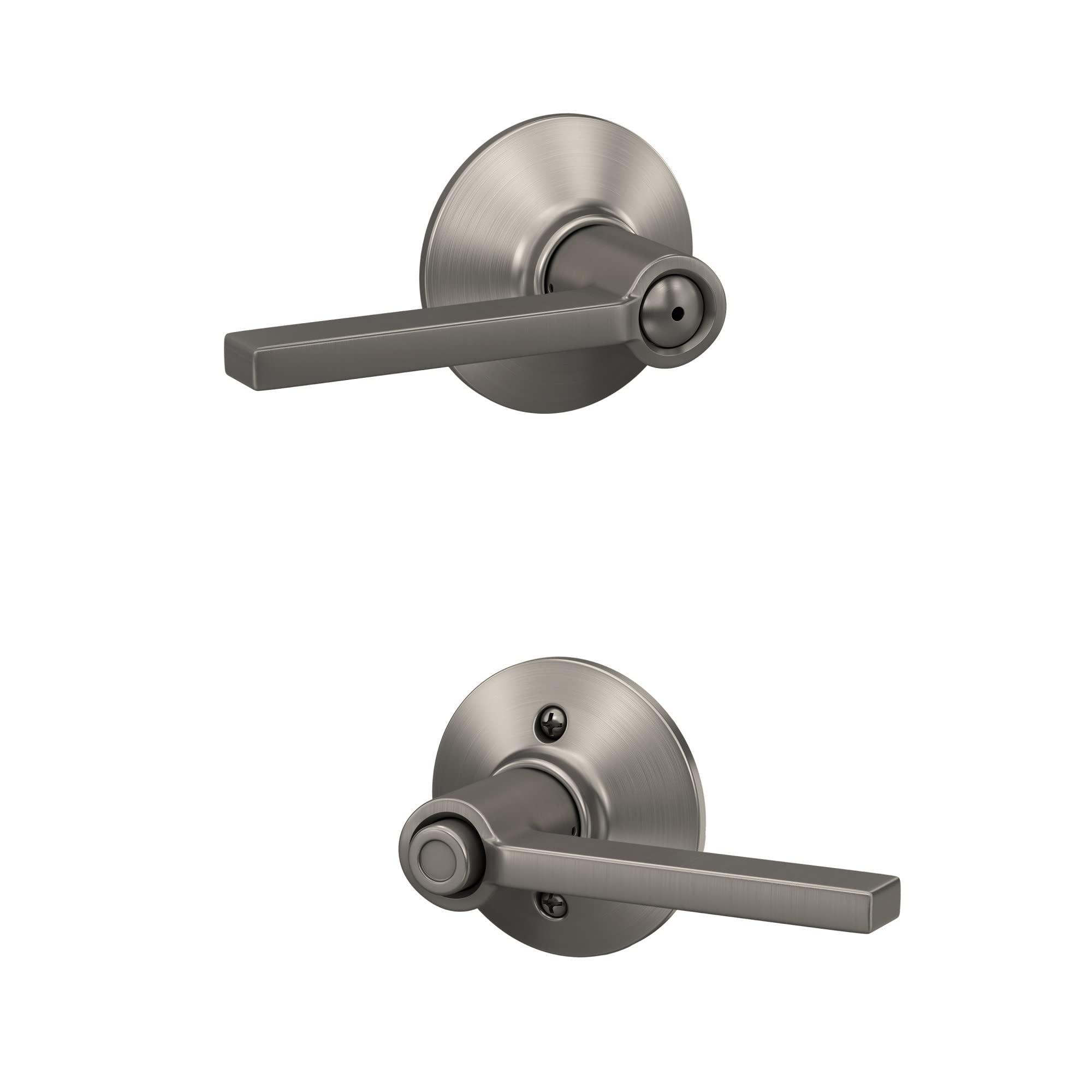 Schlage F40 V LAT 619 Latitude Door Lever, Bed & Bath Privacy Lock, Satin Nickel