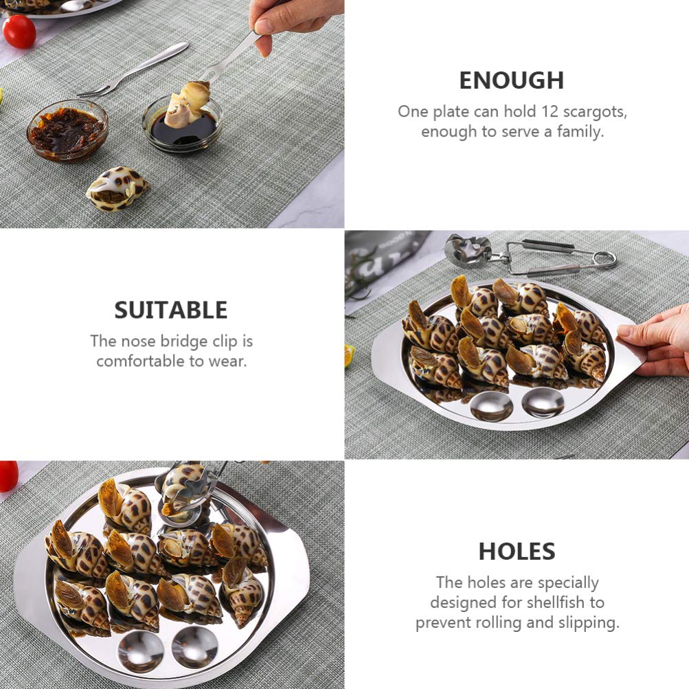 YARNOW 2pcs Stainless Steel Escargot Plates Dishes 12 Compartment Holes Escargot Baking Dishes for Snail BBQ Mushroom Silver