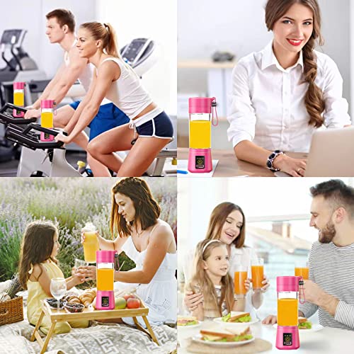 Thaivee Portable Blenders,Personal Size Blender Smoothies and Shakes, USB Rchargeable Juicer Cup with Six Blades in 3D, Handheld Blender Sports,Travel and Home(pink)