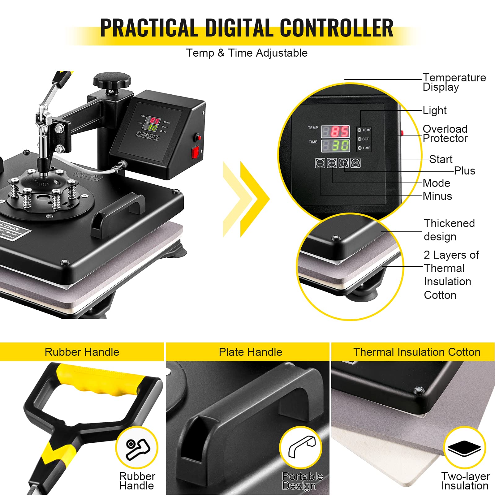 VEVOR Heat Press Machine 15x15 inch 6 in 1 T-Shirt Heat Press and Vinyl Cutter 34 inch Plotter Machine 870mm PC Only Paper Feed Vinyl Cutter Plotter