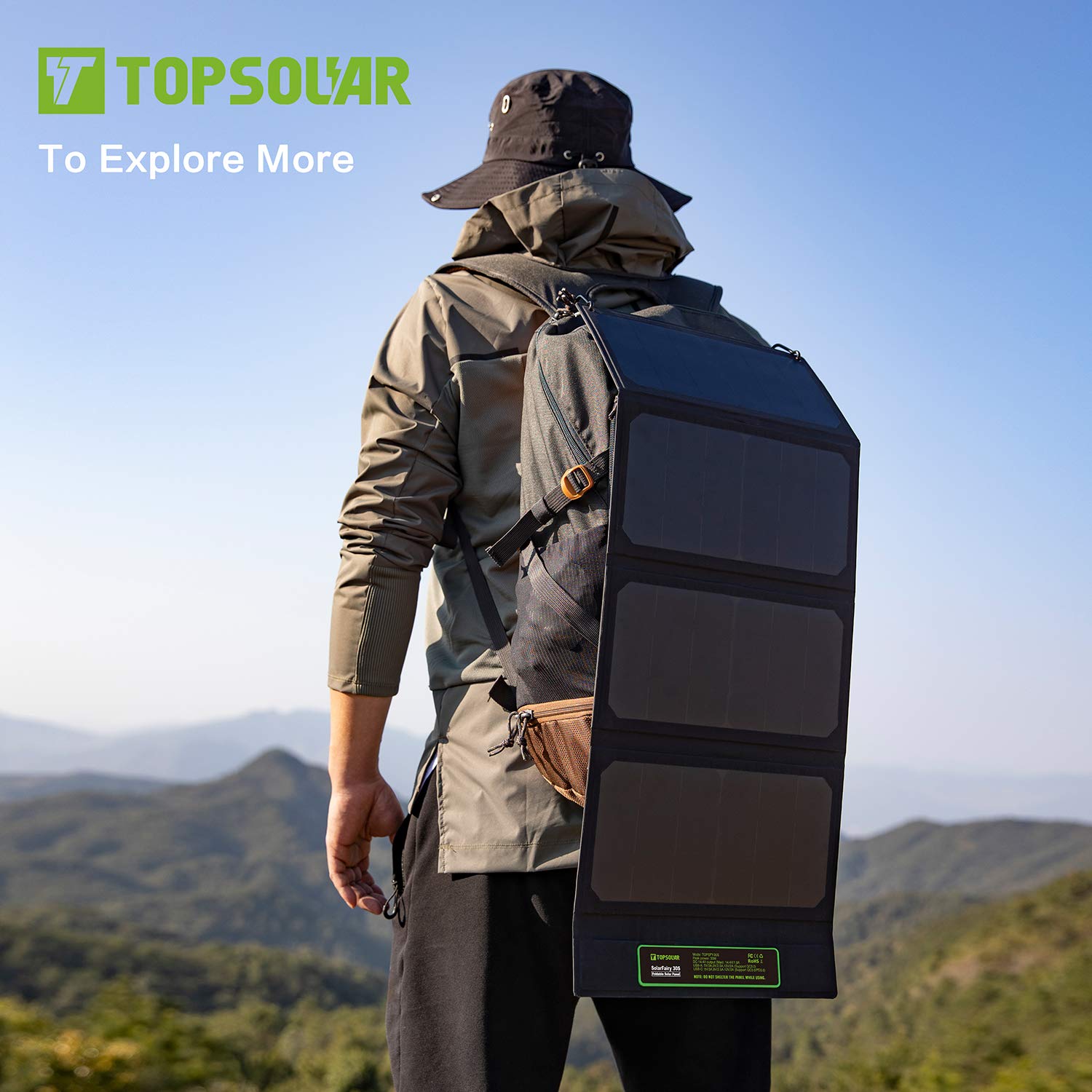Topsolar SolarFairy 30S Foldable Solar Panel 30W Portable Battery Charger Kit for Cell Phone Power Bank Car Boat RVs Off Grid Charge 12V Batteries & 5V Device