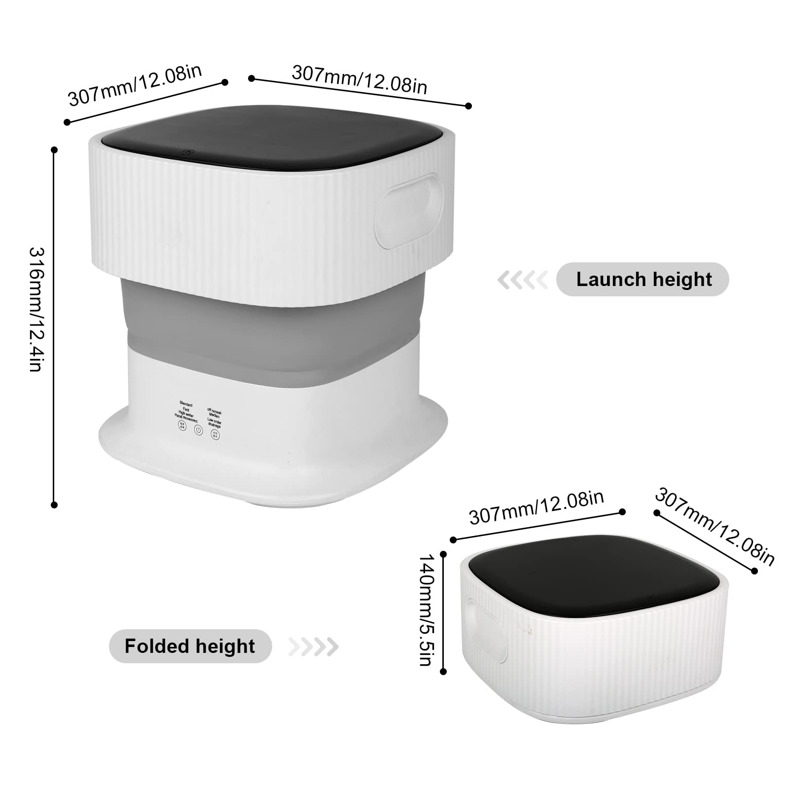 WMLBK Foldable Washing Machine, 2 in 1 Mini Portable Washing Machine With Spin Dryer 9L Portable Washer Combo With Drainage Hose for Small Cloth Underwear Sock Perfect for Apartment Camping RV Travel