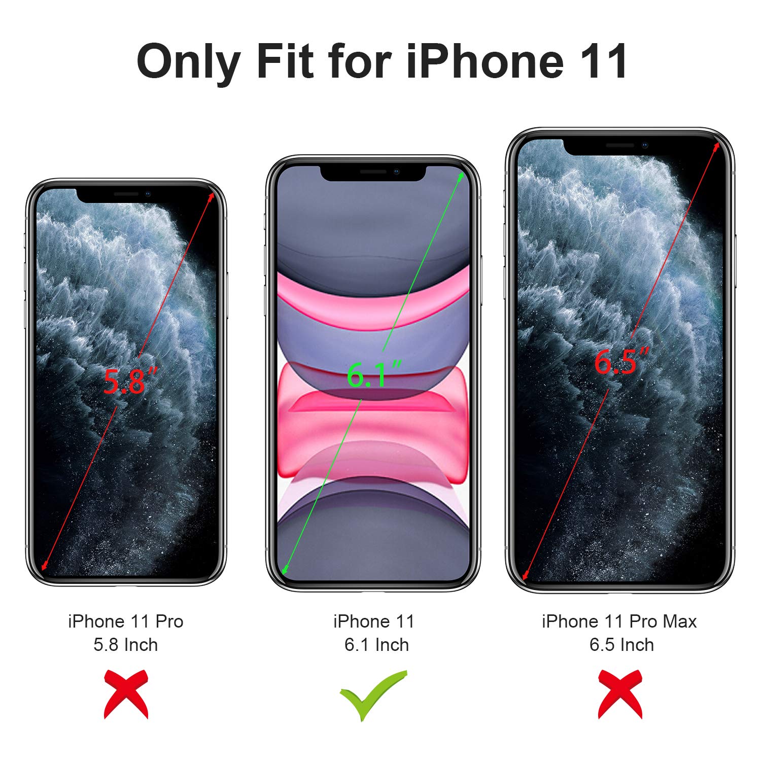 WESADN Case for iPhone 11 Clear Case Crystal Protective Cases for Women Men Heavy Duty Shockproof Hybrid Hard PC Bumper Drop Protection Soft TPU Cover for iPhone 11 6.1