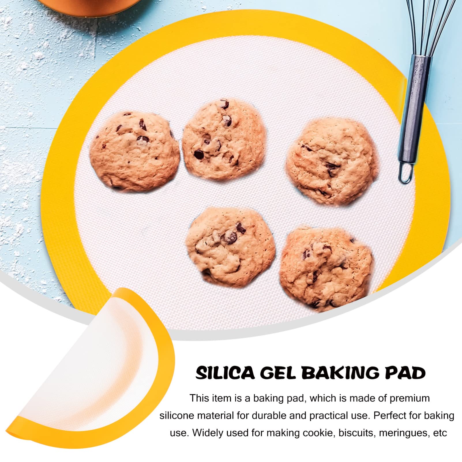 YARNOW Non Stick Baking Mat, Round Silicone Baking Mat, Reusable Silicone Mat for Pie Bread Macaron Pastry Tortilla (12 Inch, Random Color)