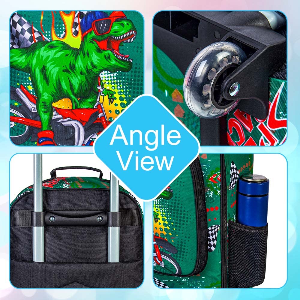 UFNDC Kids Luggage for Boys, Dinosuar Suitcase Rolling with Wheels,Travel Carry on for Children Toddler Elementary