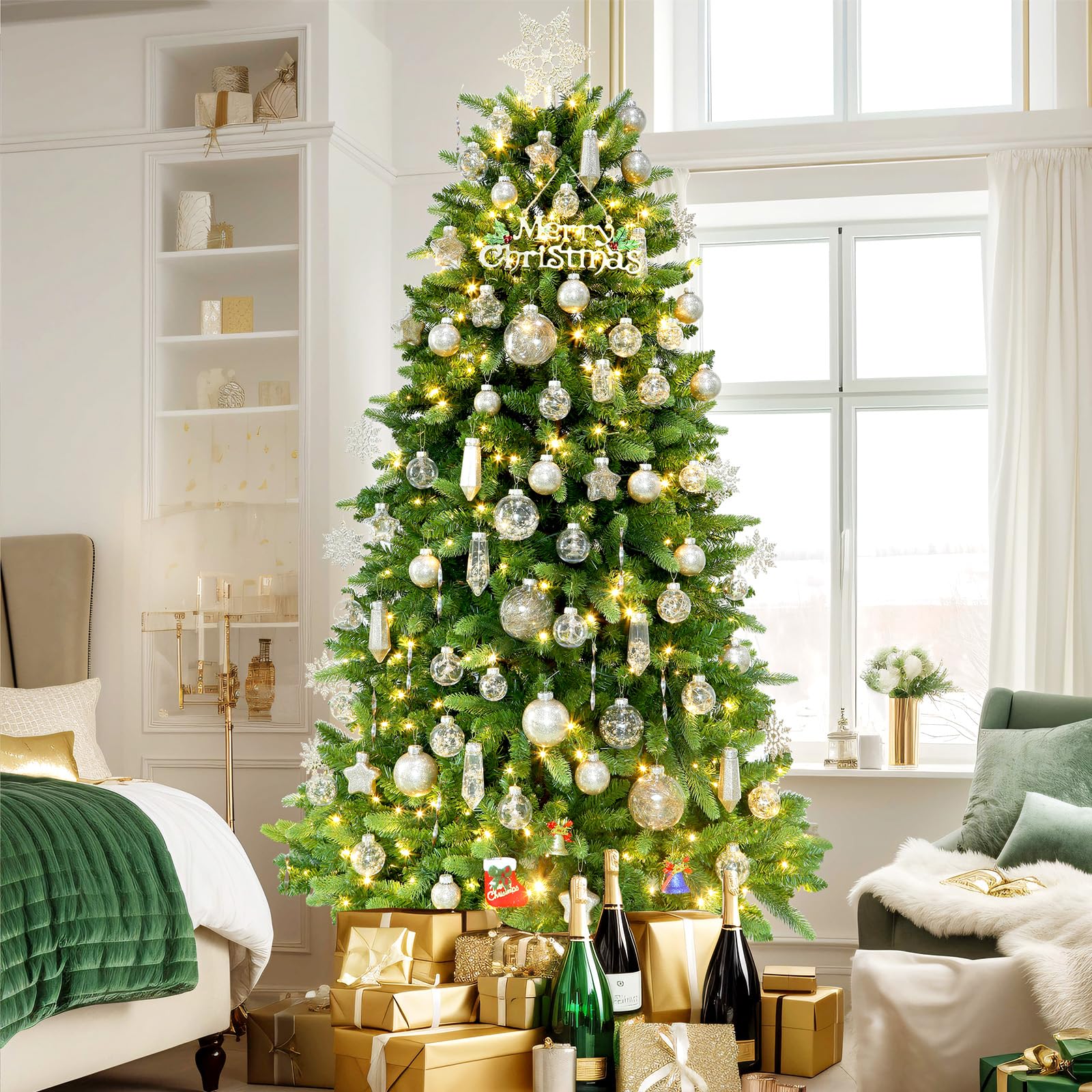 SHareconn 86pcs Shatterproof Plastic Christmas Ball Ornaments, Decorative Hanging Baubles for Xmas Tree/Holiday/Party - Champagne