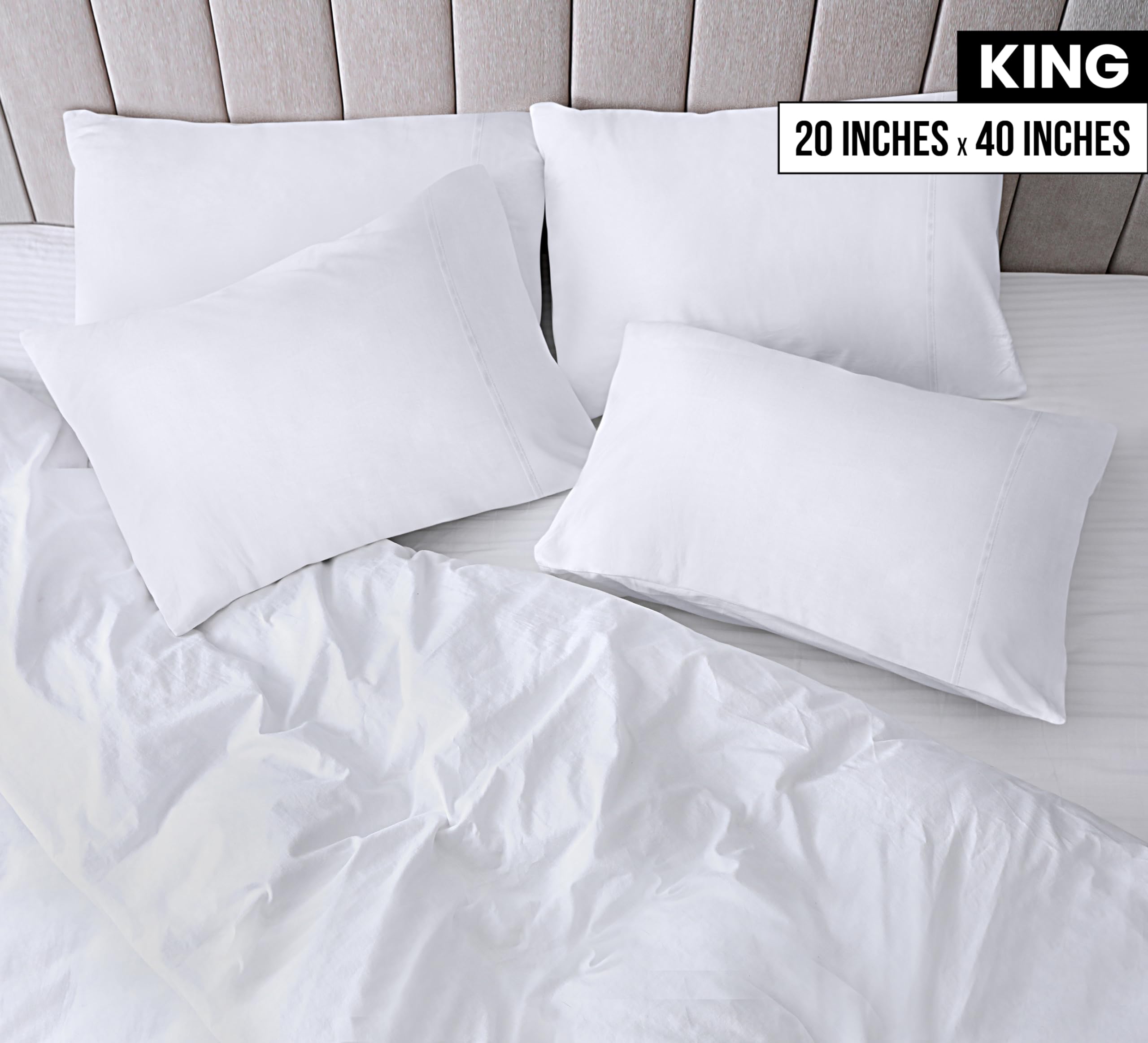 Utopia Bedding King Pillow Cases - 4 Pack - Envelope Closure - Soft Brushed Microfiber Fabric - Shrinkage and Fade Resistant Pillow Cases 20 X 40 (King, White)