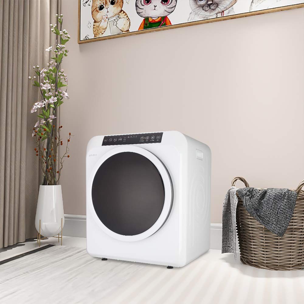 Winado Compact Laundry Dryer 13.2lbs Capacity, 3.5 cu.ft Portable Clothes Dryer, Front Load Dryer w/LCD Touch Screen, Stainless Steel Drum, Exhaust Pipe for Apartment Home Dorm 120V 1300W