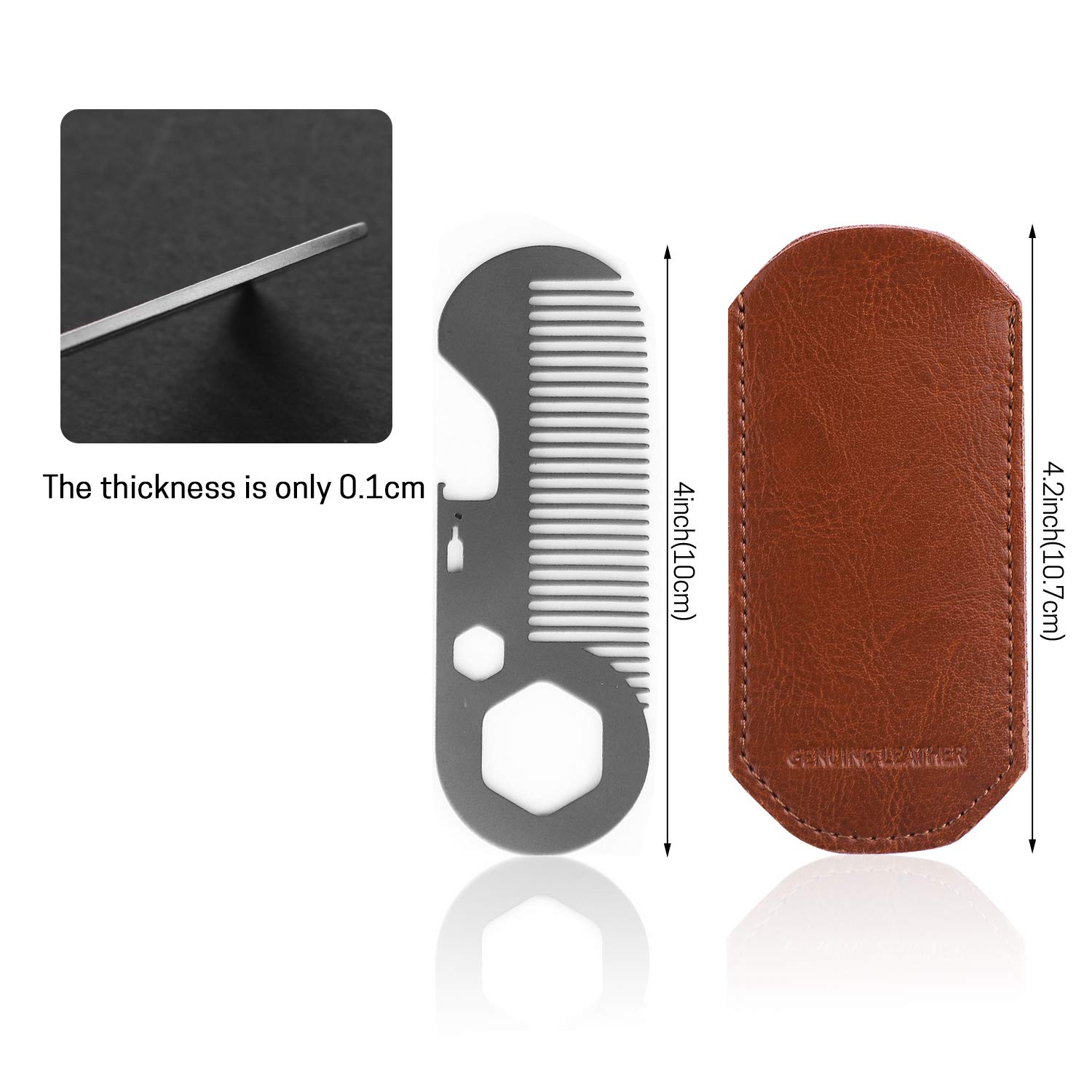WISEPRO Beard Mustache Comb Fine Toothed Beard Comb Keychain Comb,Suitable For Beard Care Facial Hair Grooming(Black Circle Corkscrew)