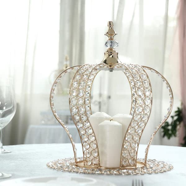 Tableclothsfactory 14" Rose Gold Wired Metal Charger Plate With 118 Acrylic Crystal Beads For Weddings Events