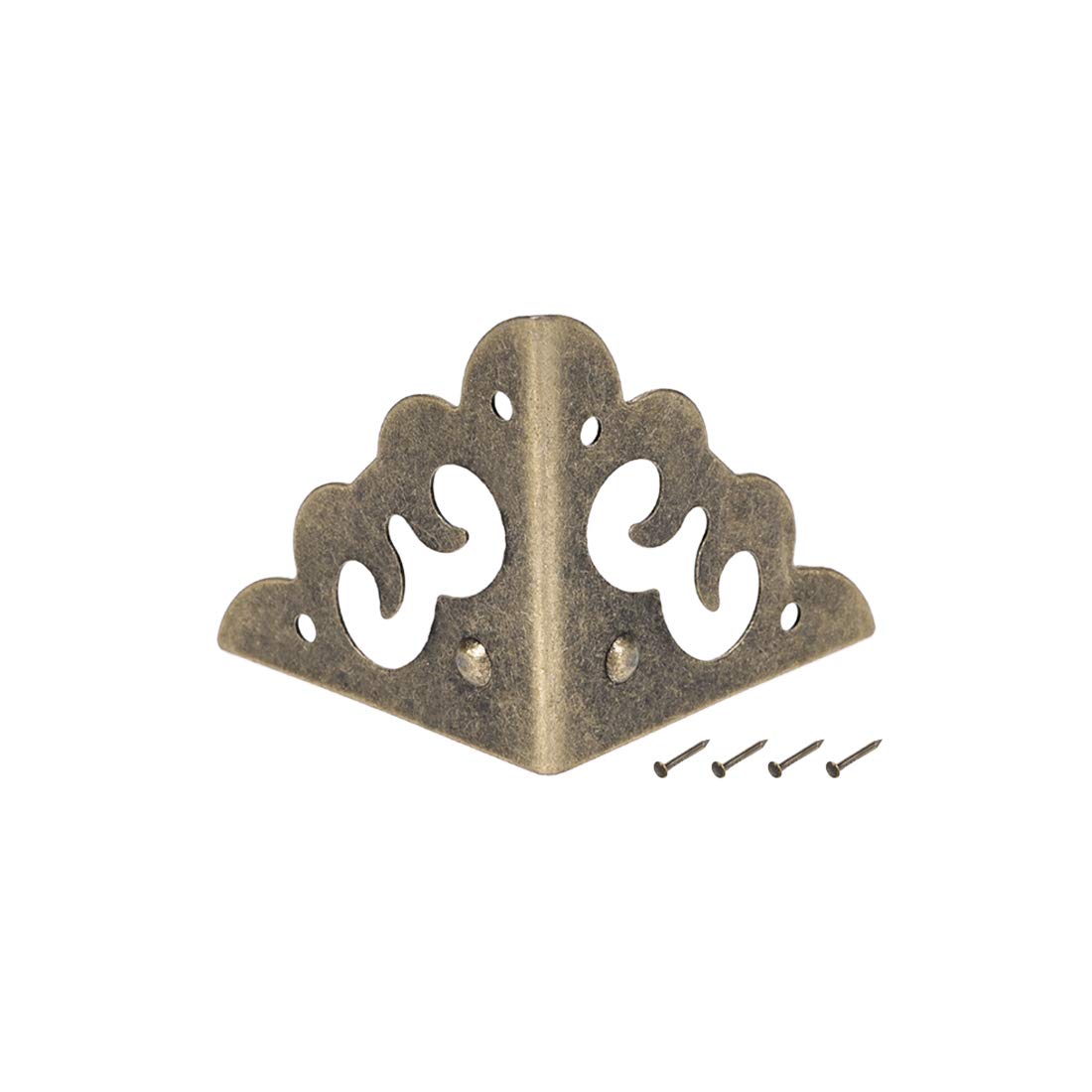 uxcell Metal Box Corner Protectors Wooden Box Edge Guard Protector Bumpers Furniture Corner Guard 30 X 30 X 30mm Bronze Tone 24pcs