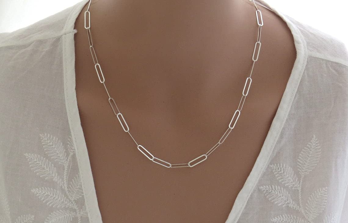 Sora Tuki Silver Paperclip Chain Necklace for Women