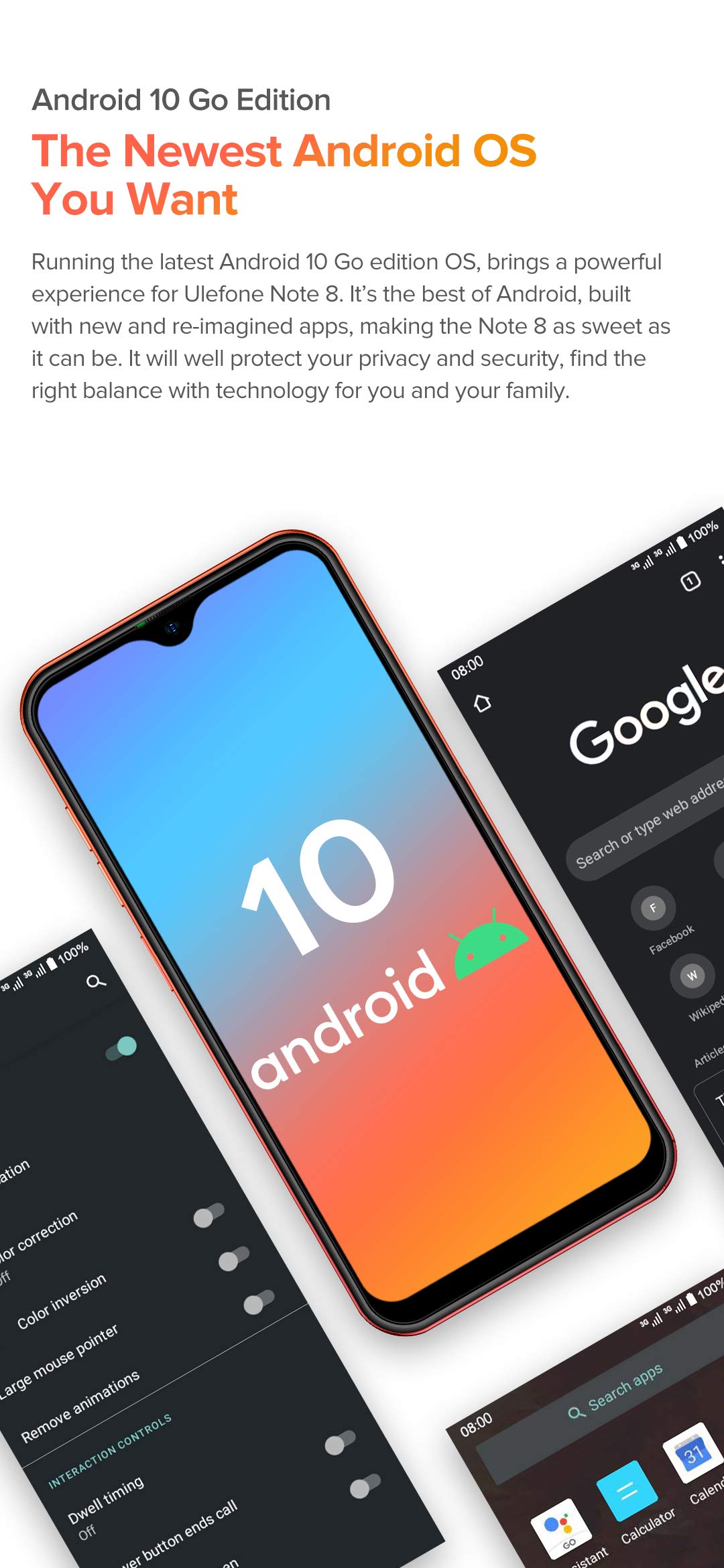 Ulefone Note 8 Unlocked Cell Phones, Dual Sim Unlocked Smartphones 3G, 5.5'' 2GB+16GB, Android 10, GSM Unlocked Phone, 5MP+2MP Camera, 2700mAh Battery, Face ID, GPS, No Sprint& Verizon Blue