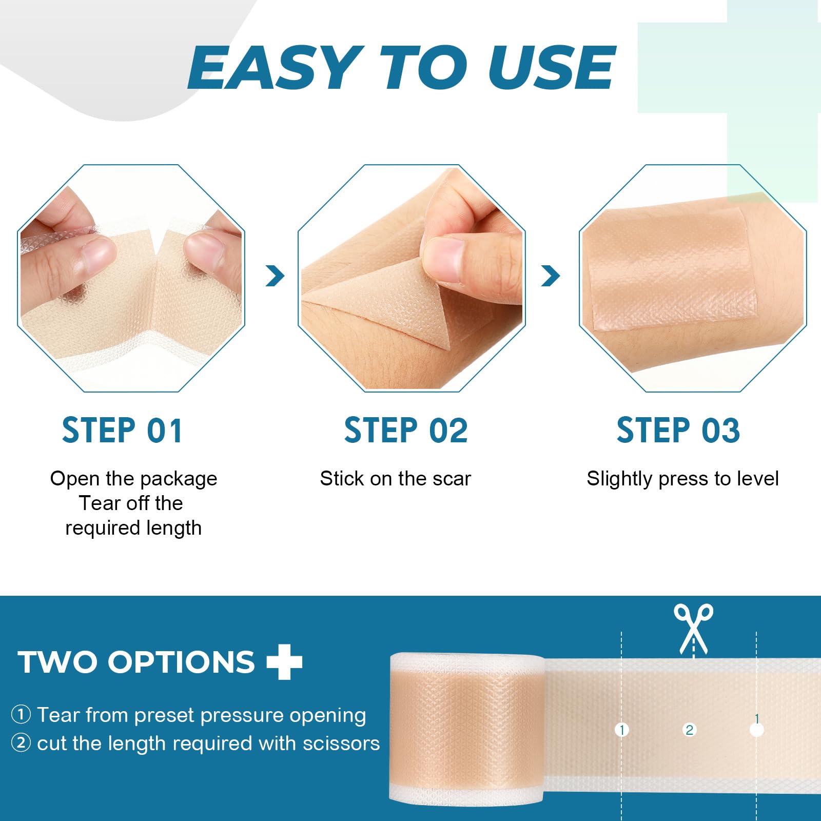 Silicone Scar Sheets, Silicone Scar Tape(1.6βx 60β Roll-1.5M), Silicone Scar Strips, Professional Scar Removal Sheets for Surgical Scars, Keloid, C-Section, Burn et