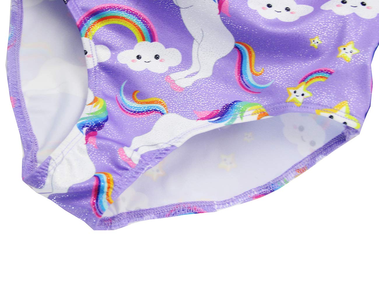 TENVDA Girls Gymnastics Leotards Size 4t 5t Sparkly Purple Unicorn Printed Long Sleeve Tumbling Outfit Winter Bodysuit
