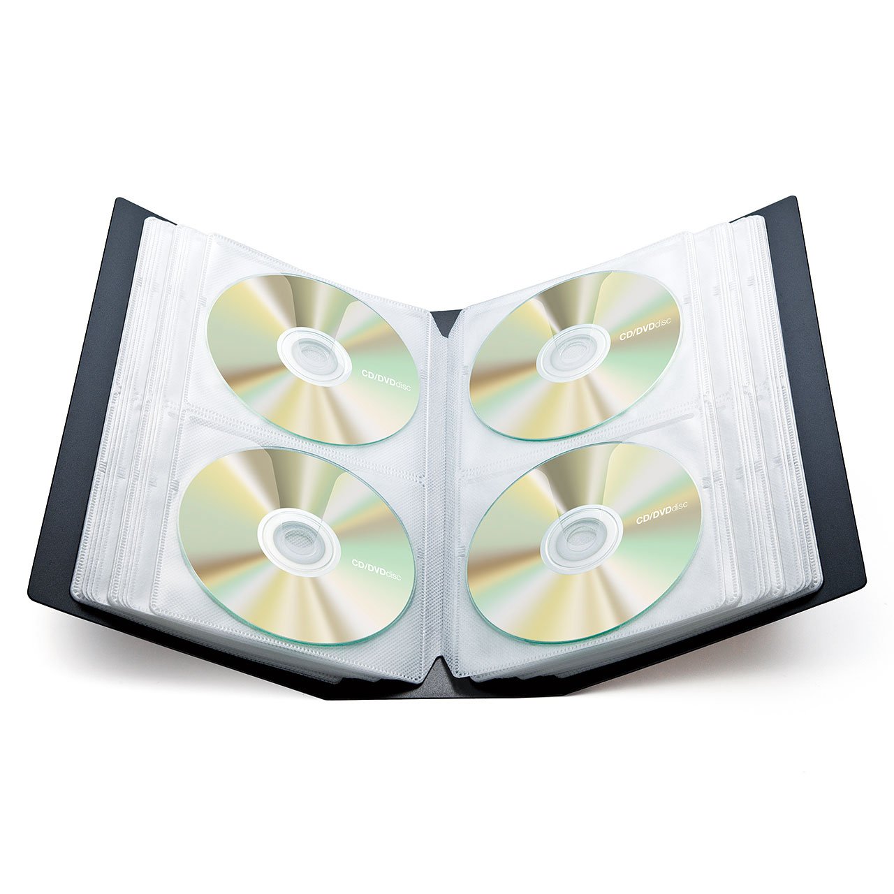 SANWA 120 Large Capacity File CD Case, Portable DVD/VCD Storage, polypropylene Protective CD Wallet, Binder, Holder, Booklet with customizable index for Car, Home, Office, Black