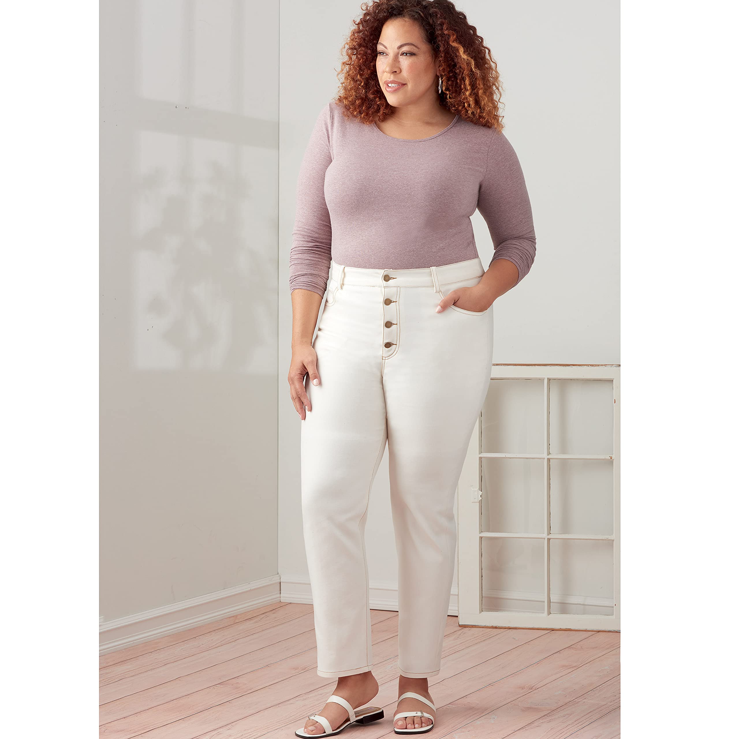Simplicity Misses' and Women's Vintage Jeans Packet, Code 9266 Sewing Pattern, Sizes 20W-28W, White