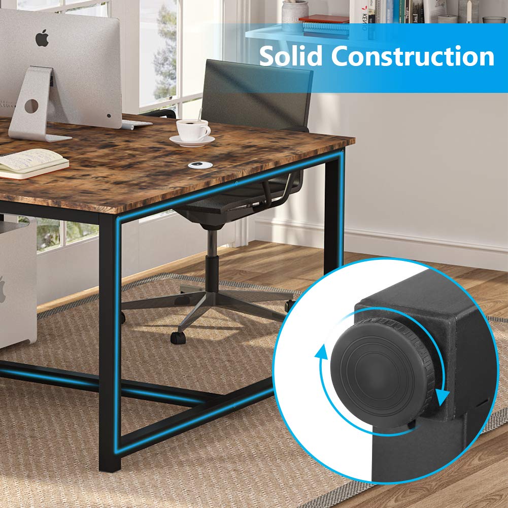 TRIBESIGNS WAY TO ORIGIN Two Person Desk Double Workstation Desk, 47 inch Computer Desk 2 People Office Desk Writing Desk for Home Office Teens Student(Rustic)