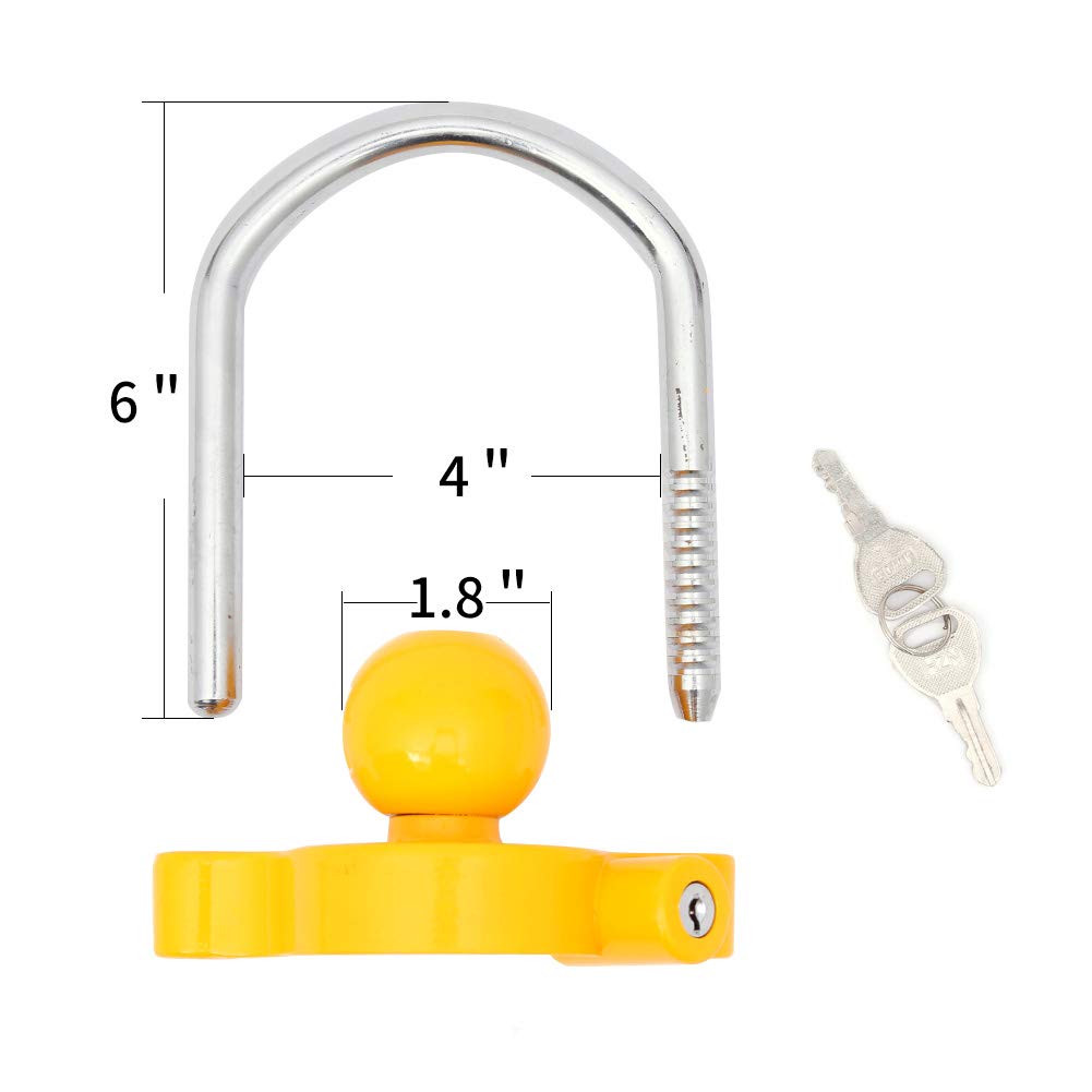 UCUT Trailer Lock Universal Coupler Ball Lock Fits 1-7/8", 2", and 2-5/16" Couplers, Boat Camper Accessories for Travel Trailers Adjustable Heavy-Duty Steel Hitch Lock with 2 Keys
