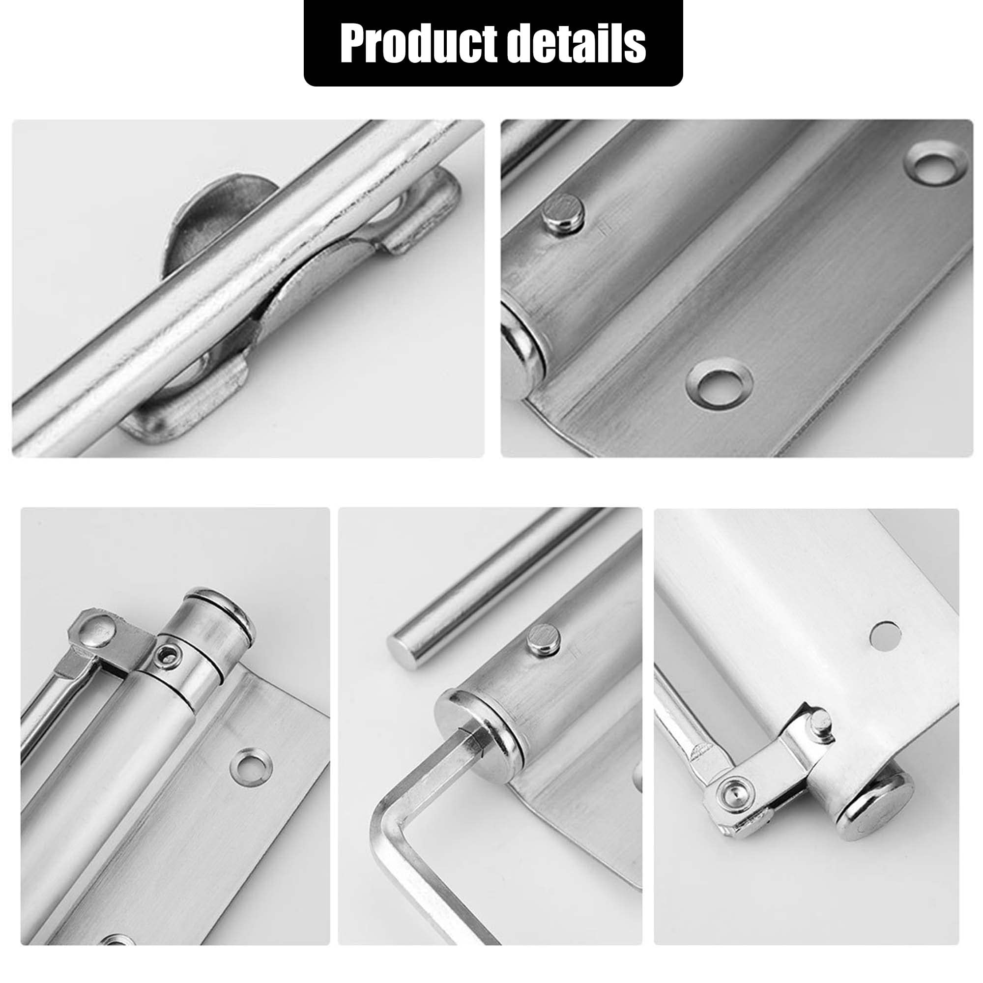 SooGree Safety Spring Door Closer, 304 Stainless Steel Noise Reduction Large Door Closer for Residential and Commercial - Silver