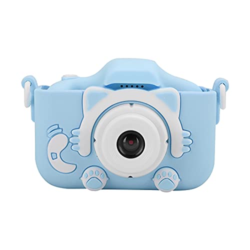 Uestamu 12MP Cartoon Mini Kitty Digital Camera Toy with Dual Camera for Kids (Blue)