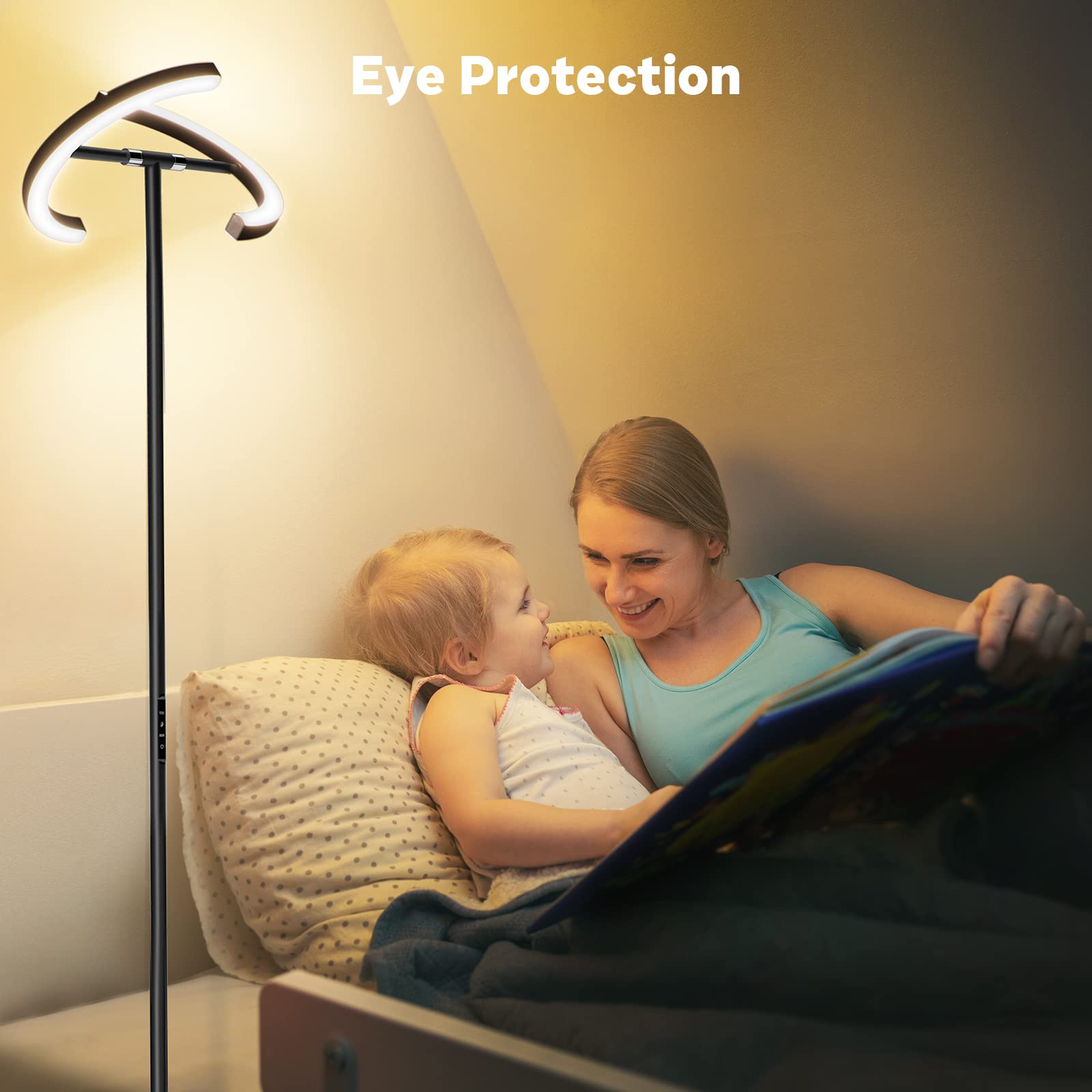 SIBRILLE Upgraded RGBCW Floor Lamp, Bright Color Changing RGB Standing Lamp, Modern Stepless Dimmable LED Tall Lamp with Remote Control, 20W 3000-6000K Floor Lamps for Living Room, Bedroom, Office