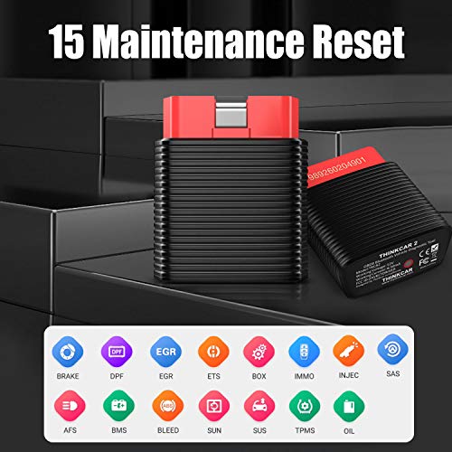 thinkcar 2 OBD2 Bluetooth Car Scanner Full System Scan Tool, 15 Reset Service Free for DIY Users