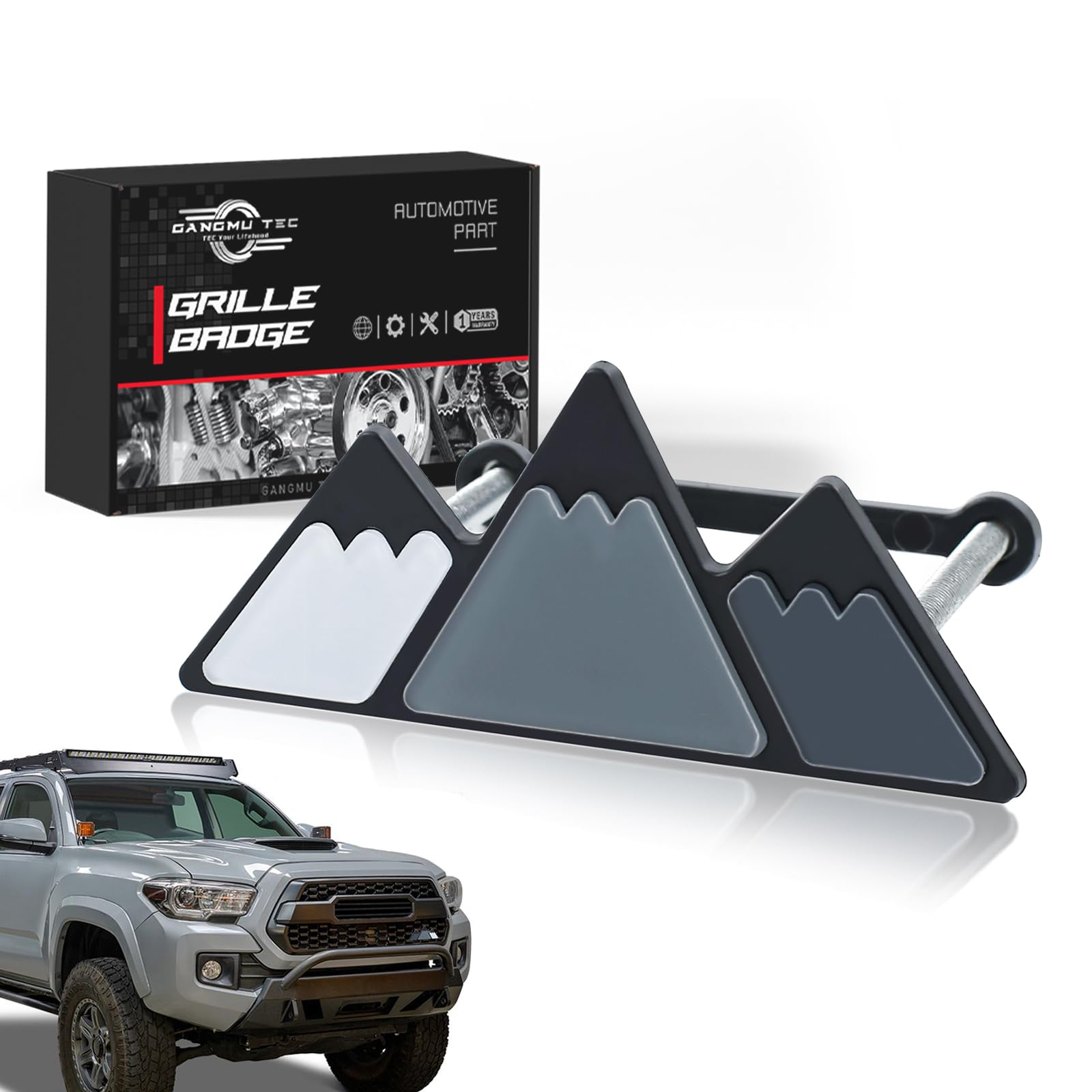 TRD Grille Decor Badge, 3-Color Upgrade Emblem, Universal Compatible with Toyota 4Runner Tacoma Tundra & Other Mesh or Slotted Grille (Mountain Black)