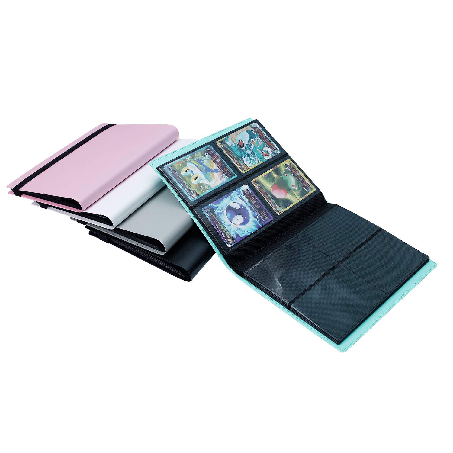 Trading Card Binder Sleeves Standard Size Card Collection Mini Binder Album Protector Holder 160 Pockets Pink