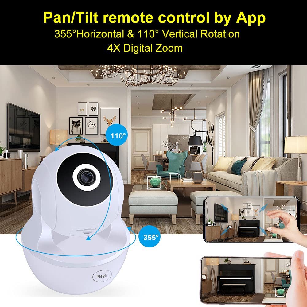 WiFi Security Home Camera,Baby Monitor Wireless IP Camera with Night Vision Two Way Audio Cloud Storage, Supports 5G WiFi,up to 128GB(White) Indoor Camera