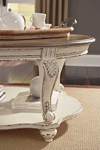 Signature Design by Ashley Realyn Casual Cottage Coffee Table, Antique White & Brown