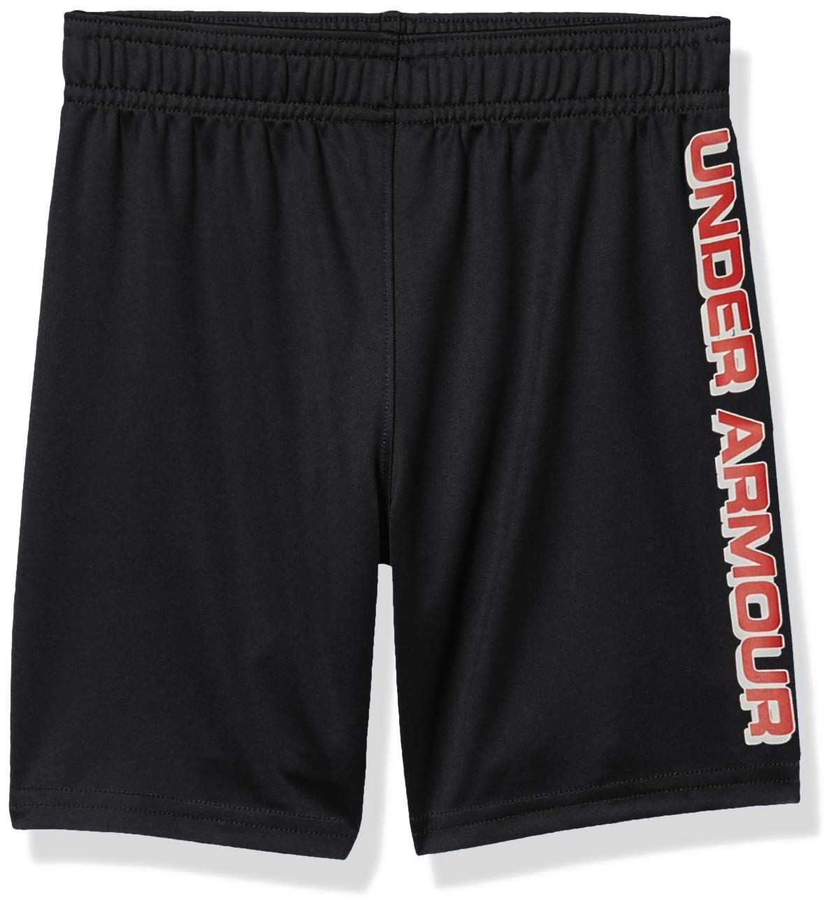Under Armour Boys' Little UA Logo Short, Black/Versa Red, 4