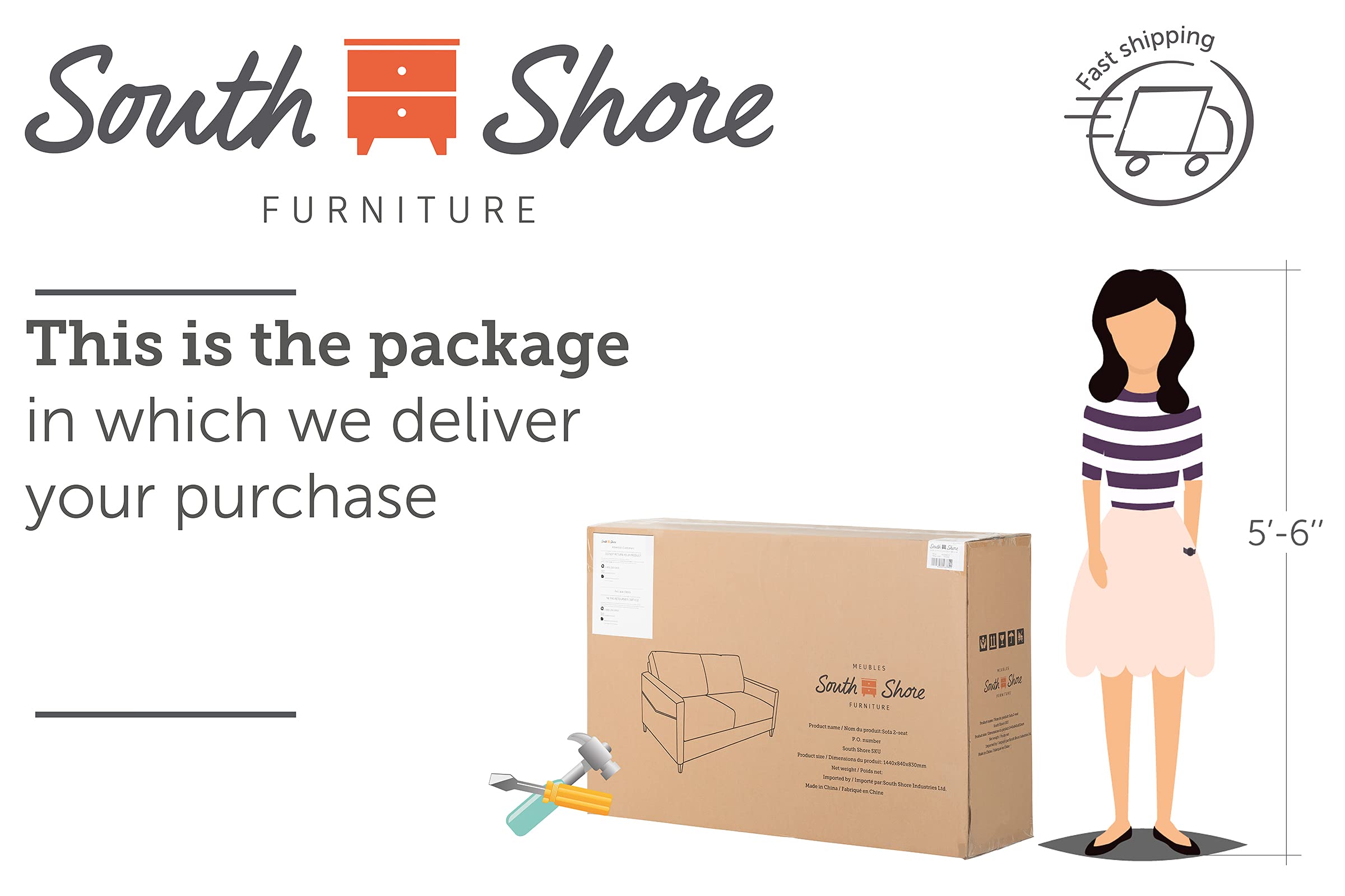 South Shore Live-it Cozy Sofa, 2-Seat, Dark Blue