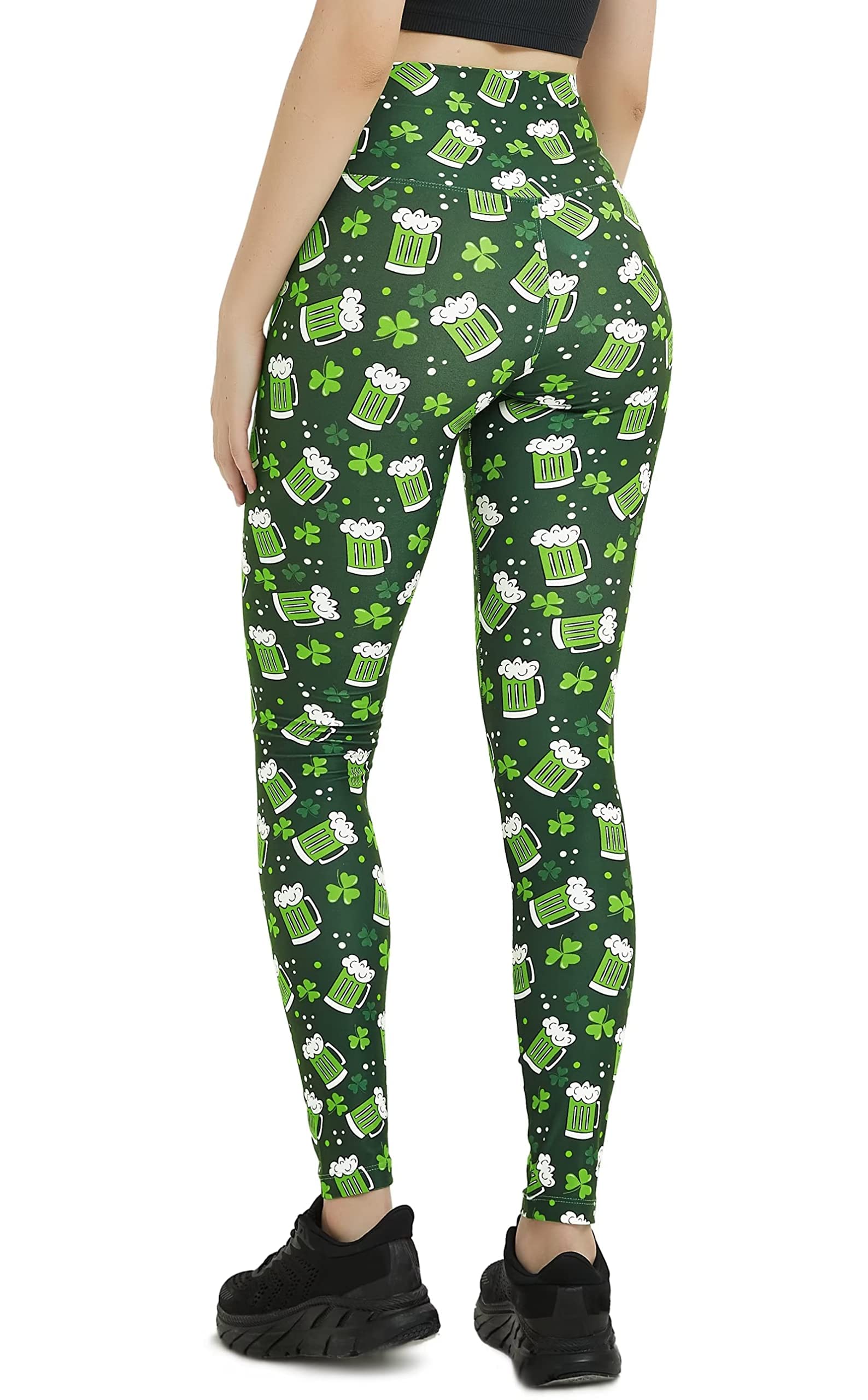 sissycos Women's Halloween Crossover Leggings High Waisted Printed Tights (Sugar Skull, Small)