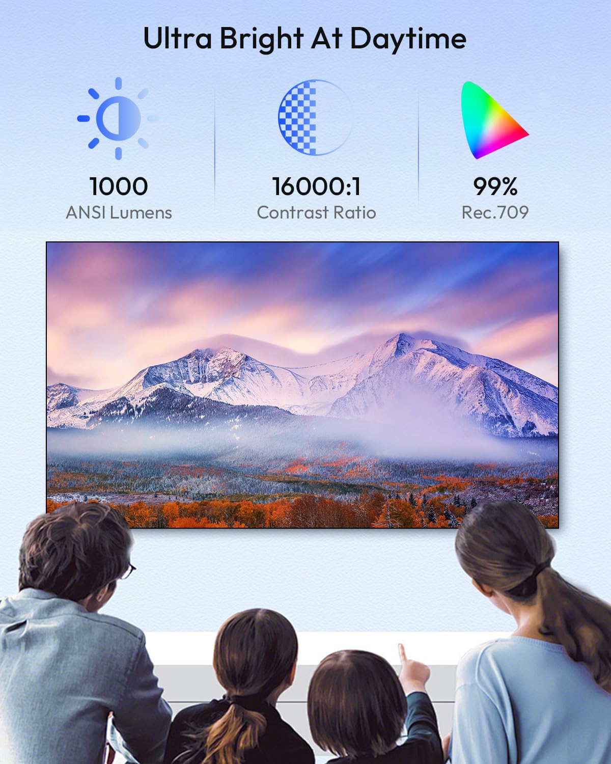 UHD 4K Projector with 5G Wifi Bluetooth, Home Cinema Daytime Projector for Gaming Office Works 13,000Lumens LCD Smart Projectors Wireless Casting with iPhone Laptop Netflix Disney+