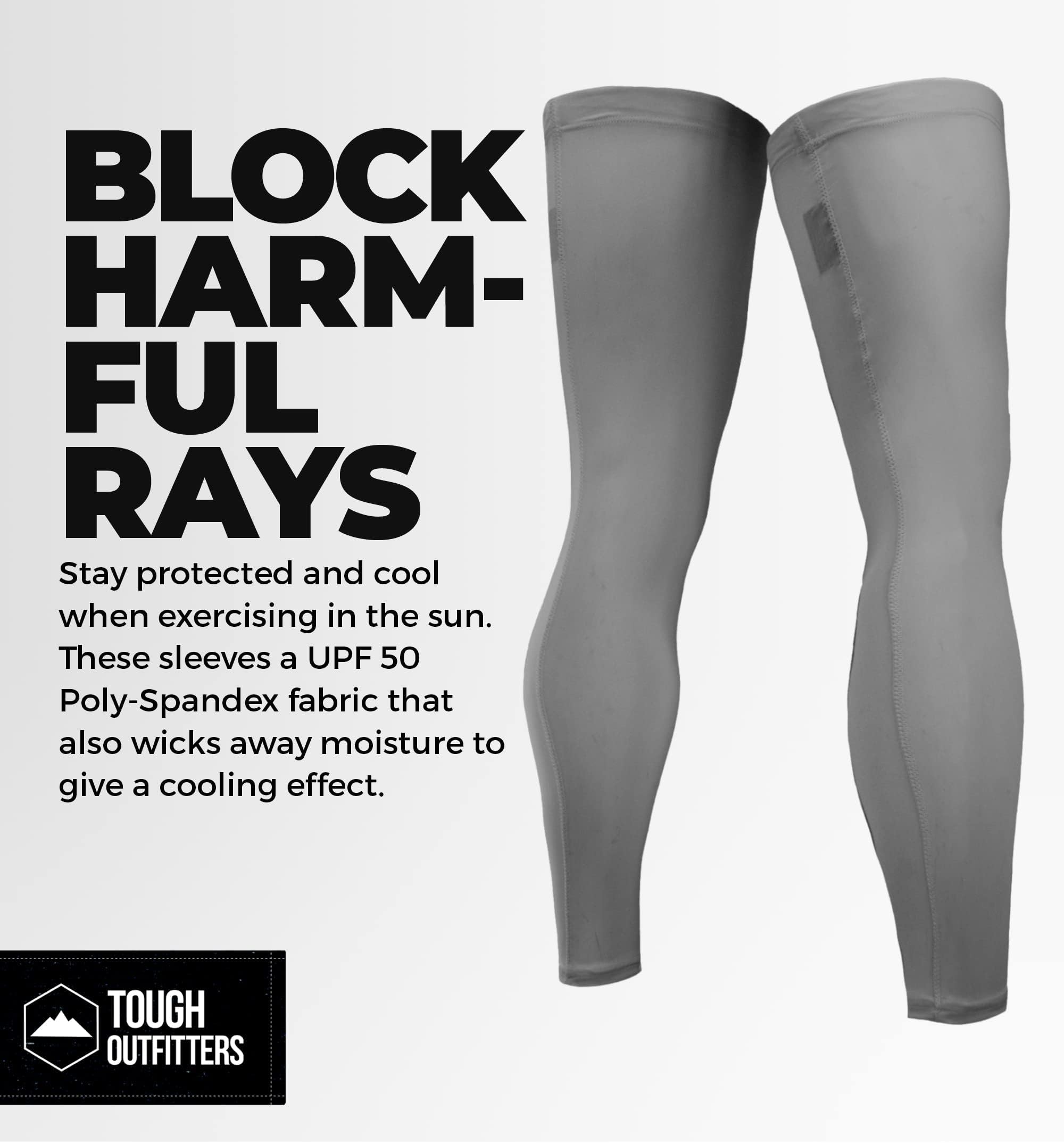 Tough Outdoors Compression Leg Sleeves - Full Leg Compression Sleeve for Men & Women, UV Leg Sleeves, Cycling Leg Warmers