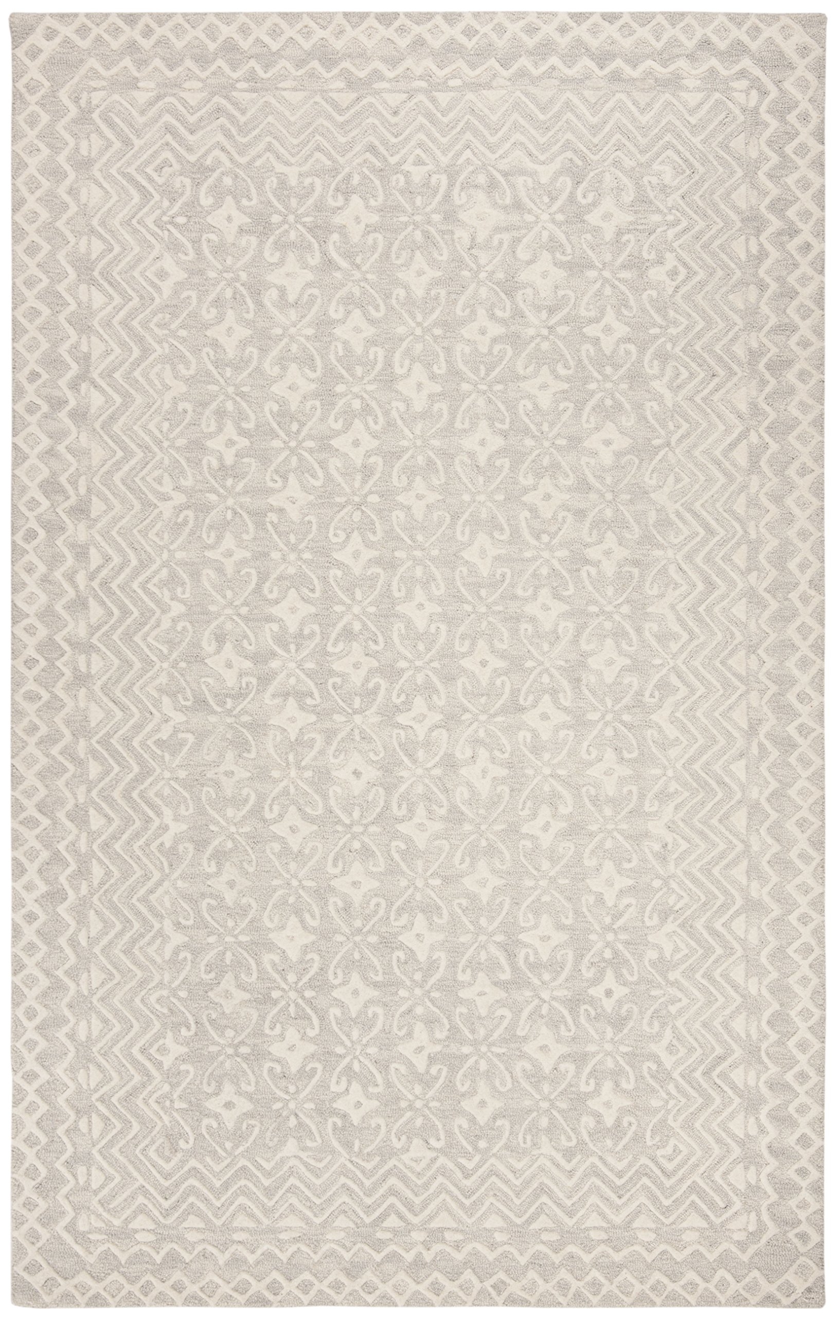 Safavieh Blossom Collection Area Rug - 9' x 12', Grey & Ivory, Handmade Wool, Ideal for High Traffic Areas in Living Room, Bedroom (BLM114F)