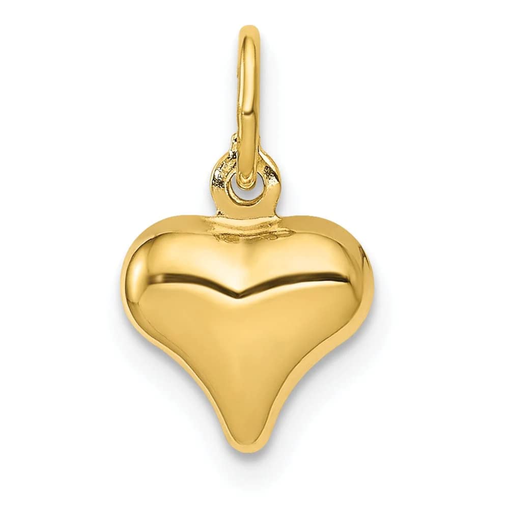 Saris and Things 14k Yellow Gold Polished 3D Heart Charm Pendant