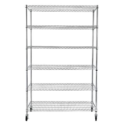 Rolling Kitchen & Garage Shelving 6-Tier Metal Organizer